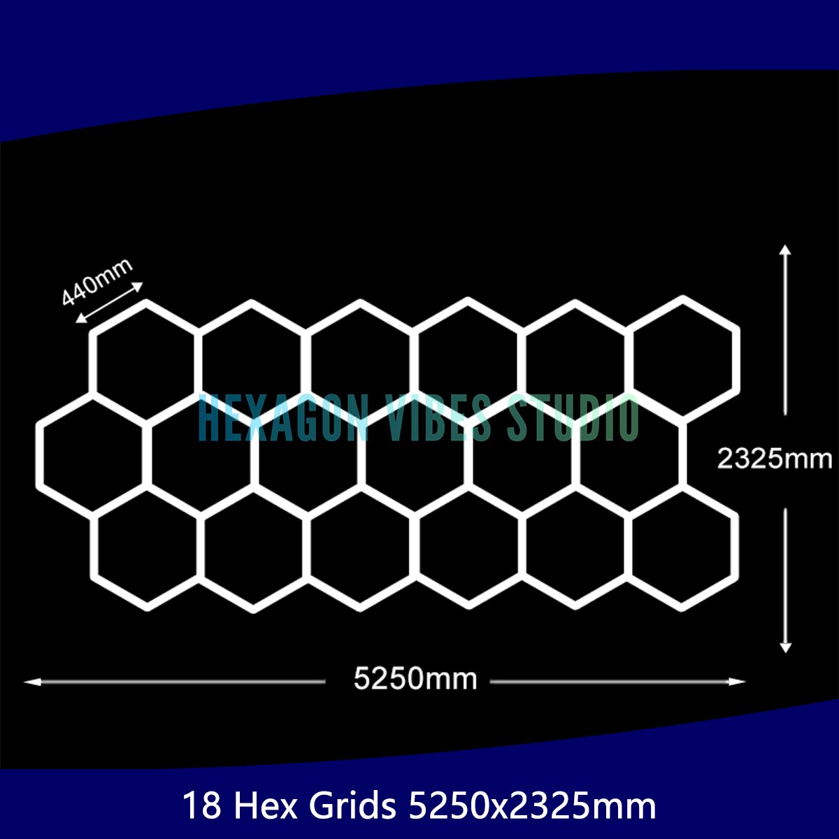 Hexagon LED Light-18 Hex Grids (17.2 x 7.6 ft)